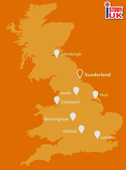 Sunderland_Map - เรียนต่ออังกฤษ,เรียนต่อปริญญาโทอังกฤษ,เรียนต่อปริญญตรี ...